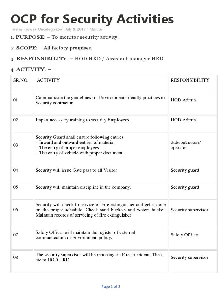 OCP For Security Activities | PDF | Computers