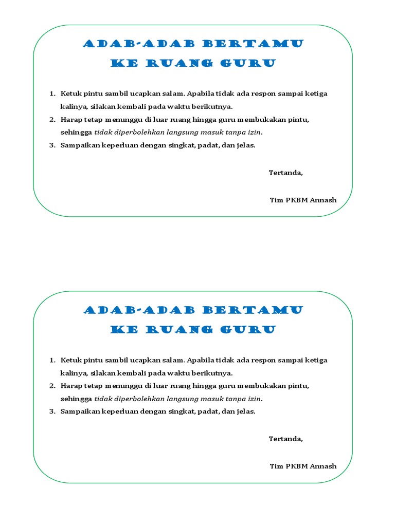 Adab-Adab Bertamu Ke Ruang Guru | PDF