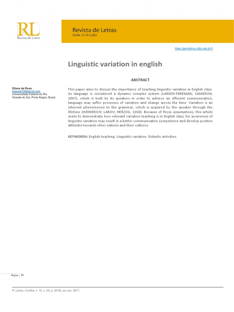 Linguistic Variation in English | PDF | Linguistics | Second Language