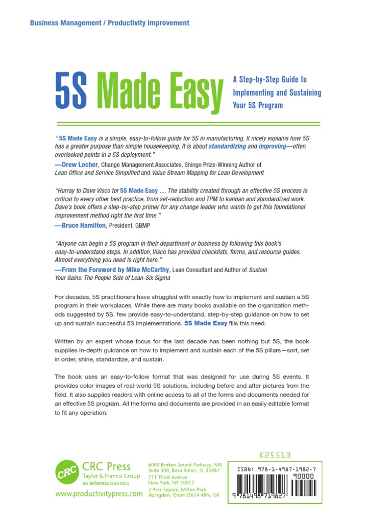5S Made Easy - A Step-By-Step Guide To Implementing and Sustaining Your ...