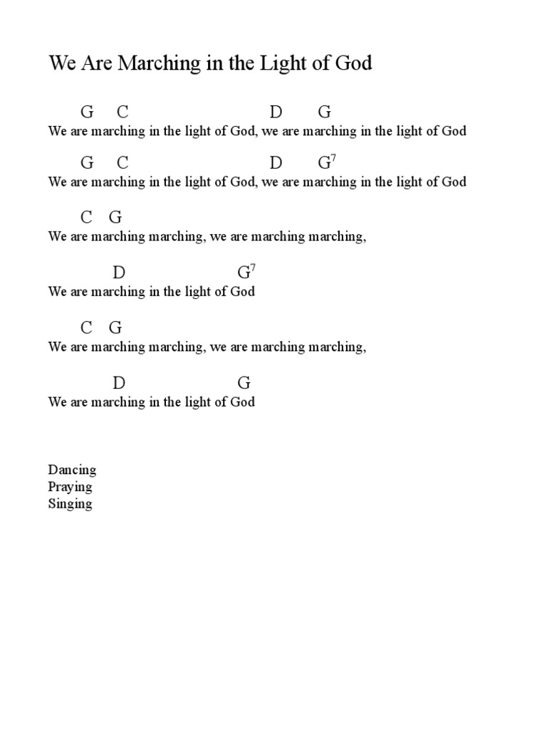 We Are Marching in The Light of God | PDF