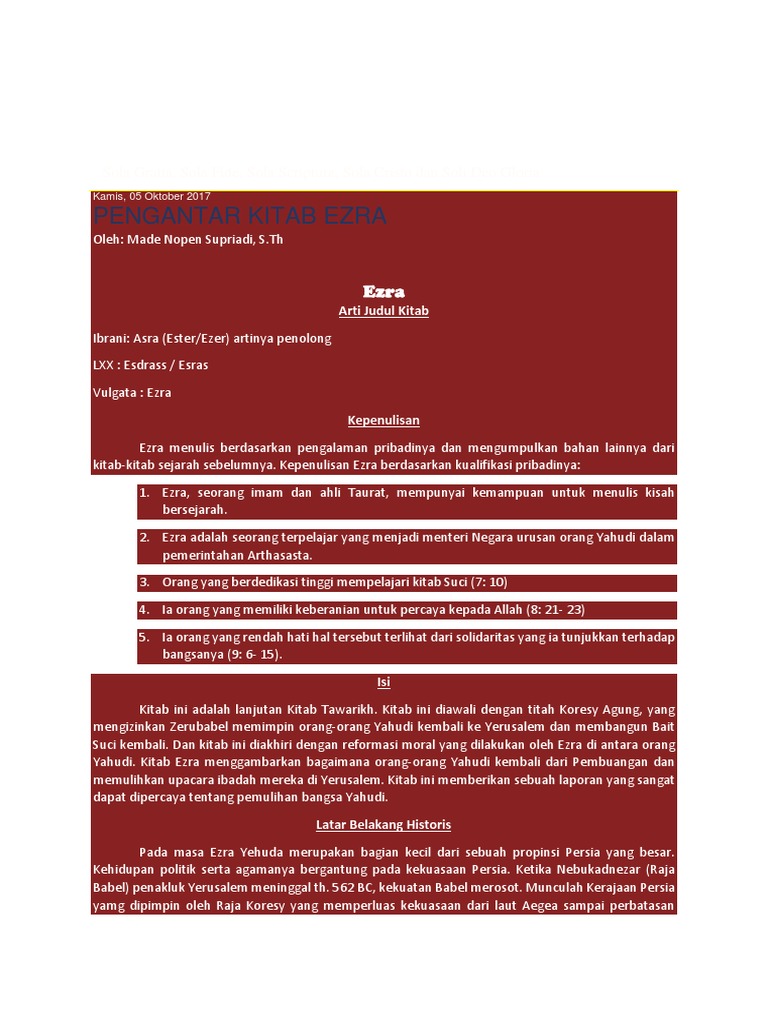Pengantar Kitab Ezra dalam Alkitab | PDF | Agama & Spiritualitas