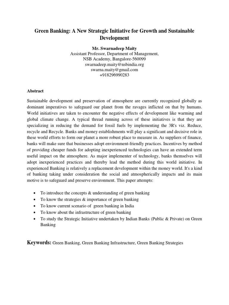 Green Banking-Full Paper | PDF | Sustainable Energy | Banks