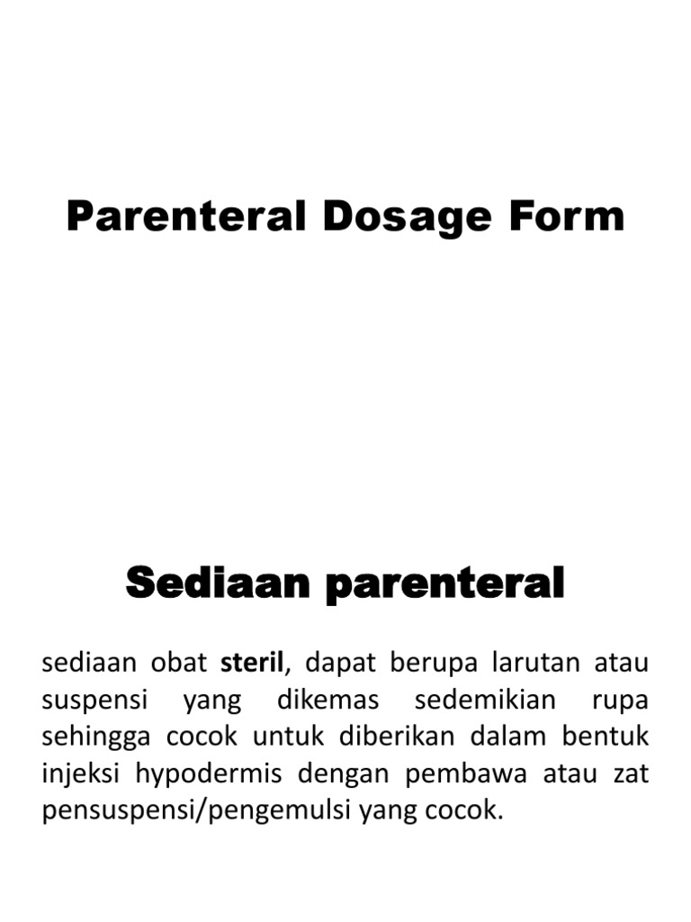 Parenteral Dosage Form | PDF