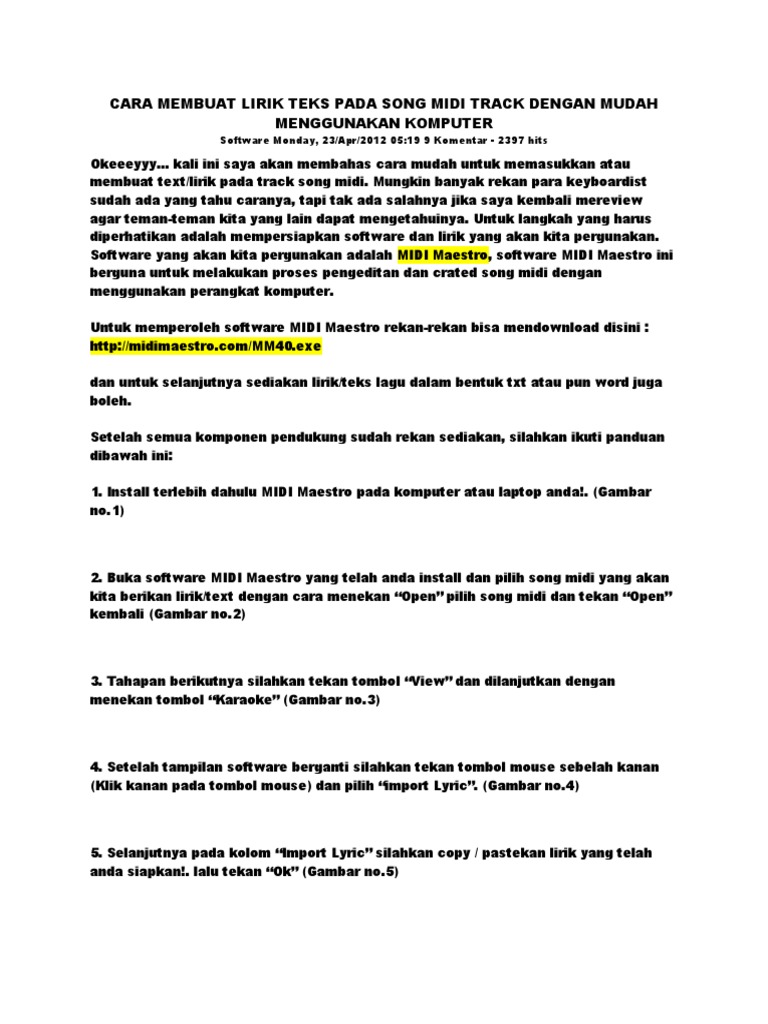 Cara Membuat Lirik Teks Pada Song Midi Track Dengan Mudah Menggunakan ...