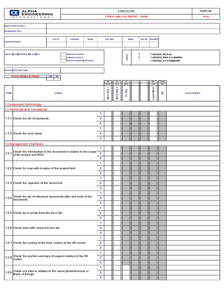 CHECK-LIST PI-04 Stress Analysis Report - Piping - Fr.en | PDF ...