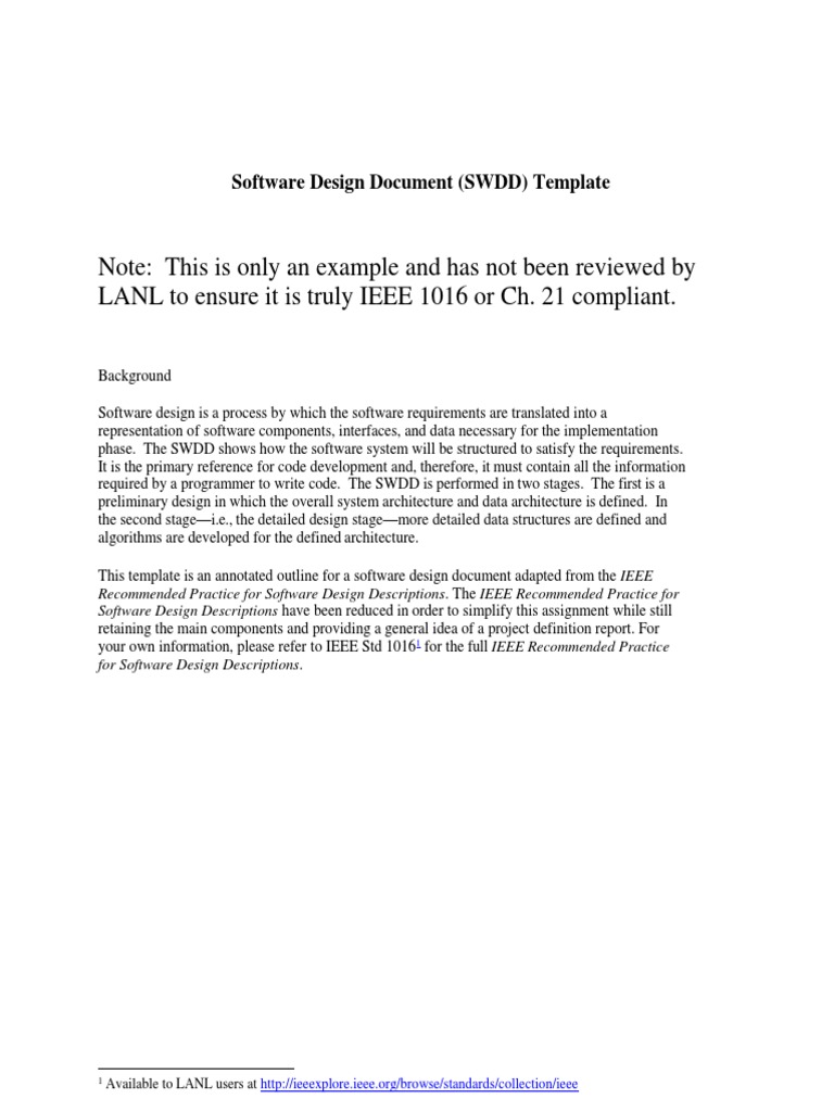 SWDD Template | PDF | System | Object Oriented Programming