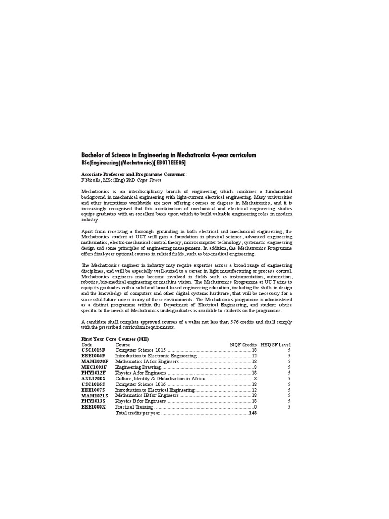 2018 - Mechatronics With Course Outlines | PDF | Amplifier | Ac Power