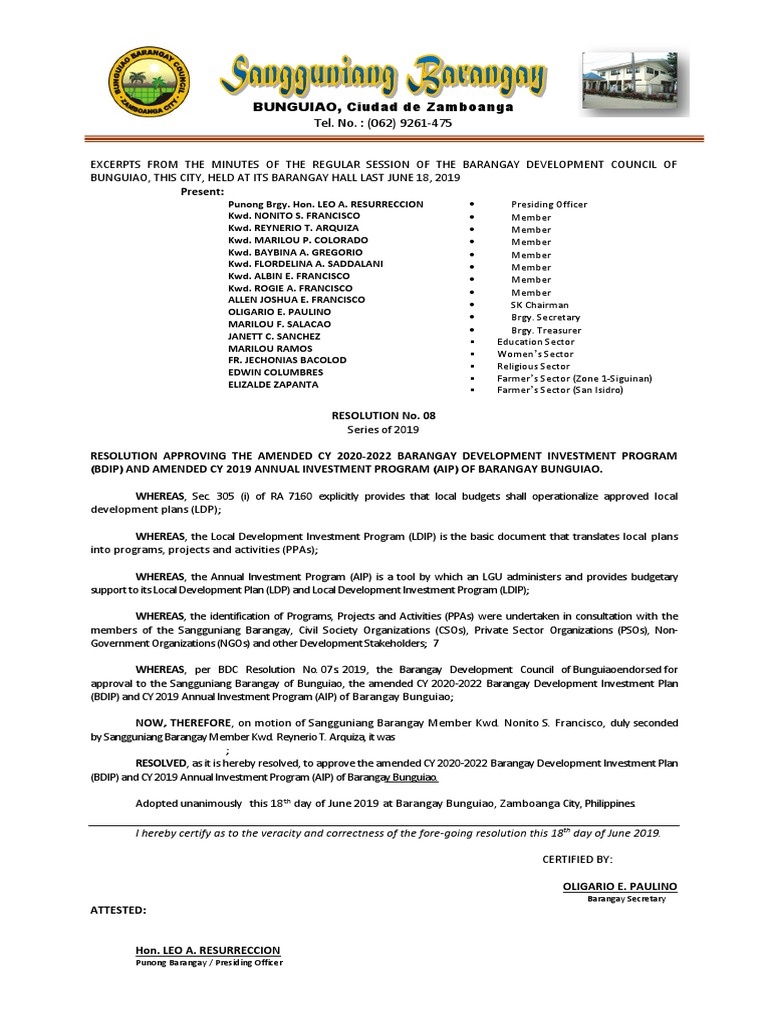 BDC Resolution 2019 | PDF | Government