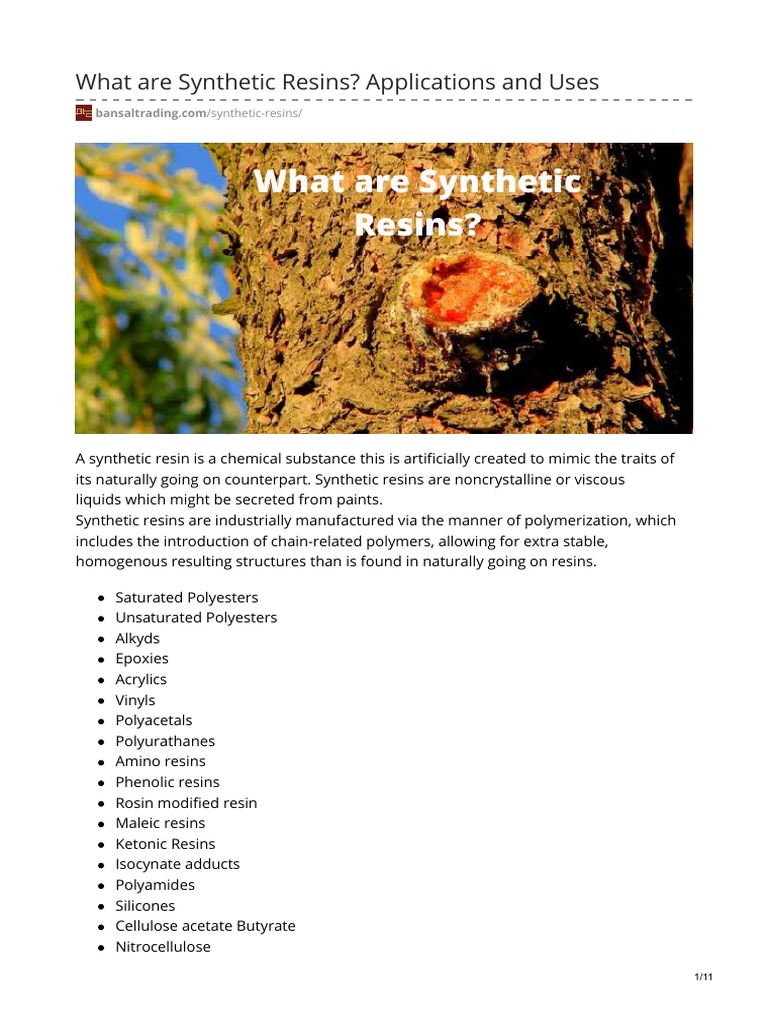 What Are Synthetic Resins Applications and Uses | PDF | Epoxy ...