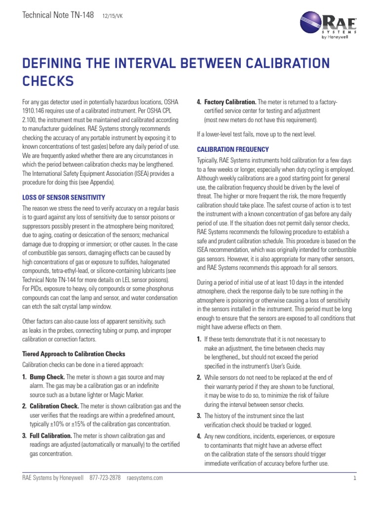 Technical Note 148 - Defining The Interval Between Calibration Checks ...