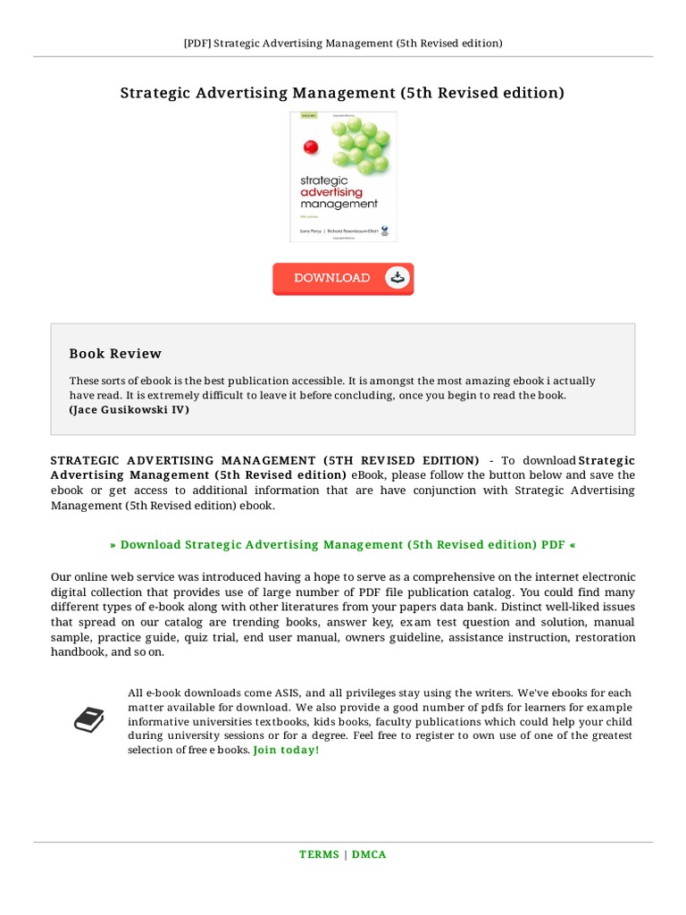 Strategic Advertising Management 5th Revised Edi Ebook | PDF | Career ...