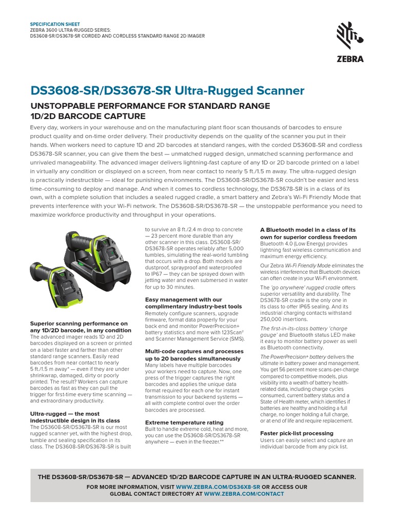 ds36x8 SR Specification Sheet A4 | PDF | Image Scanner | Barcode