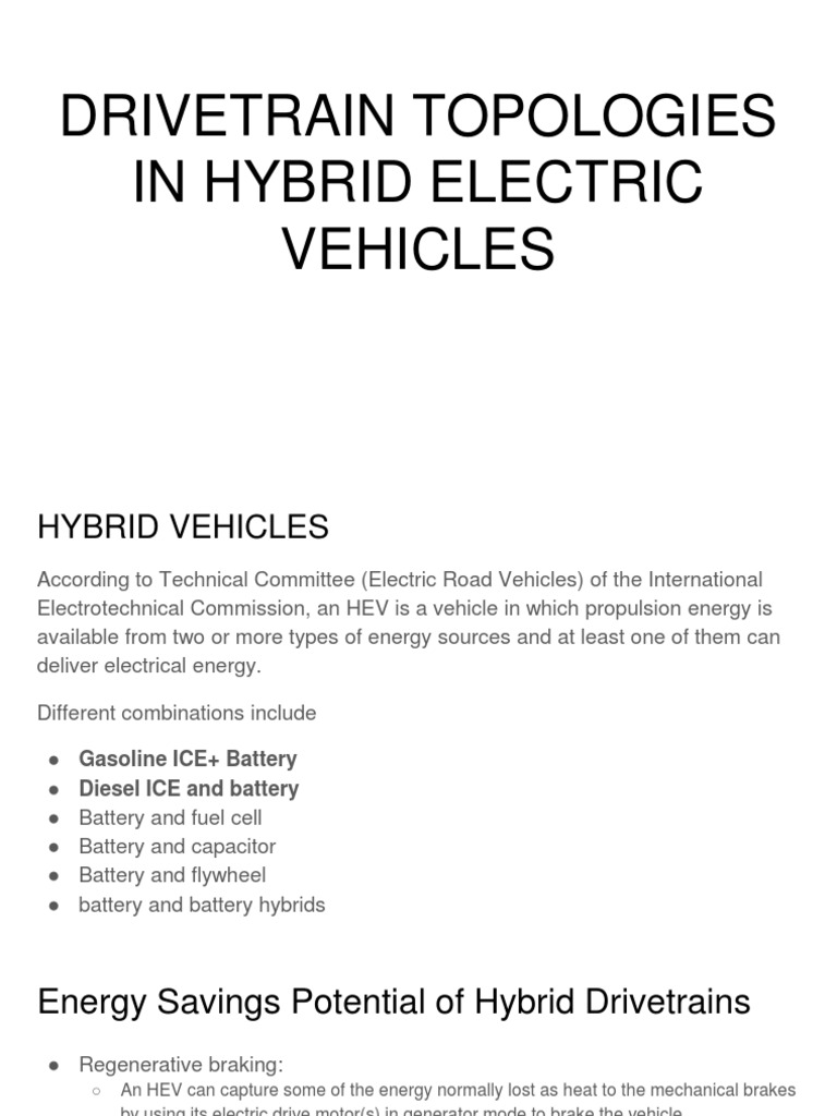 Drivetrain Topologies in Hybrid Electric Vehicles | PDF | Hybrid ...