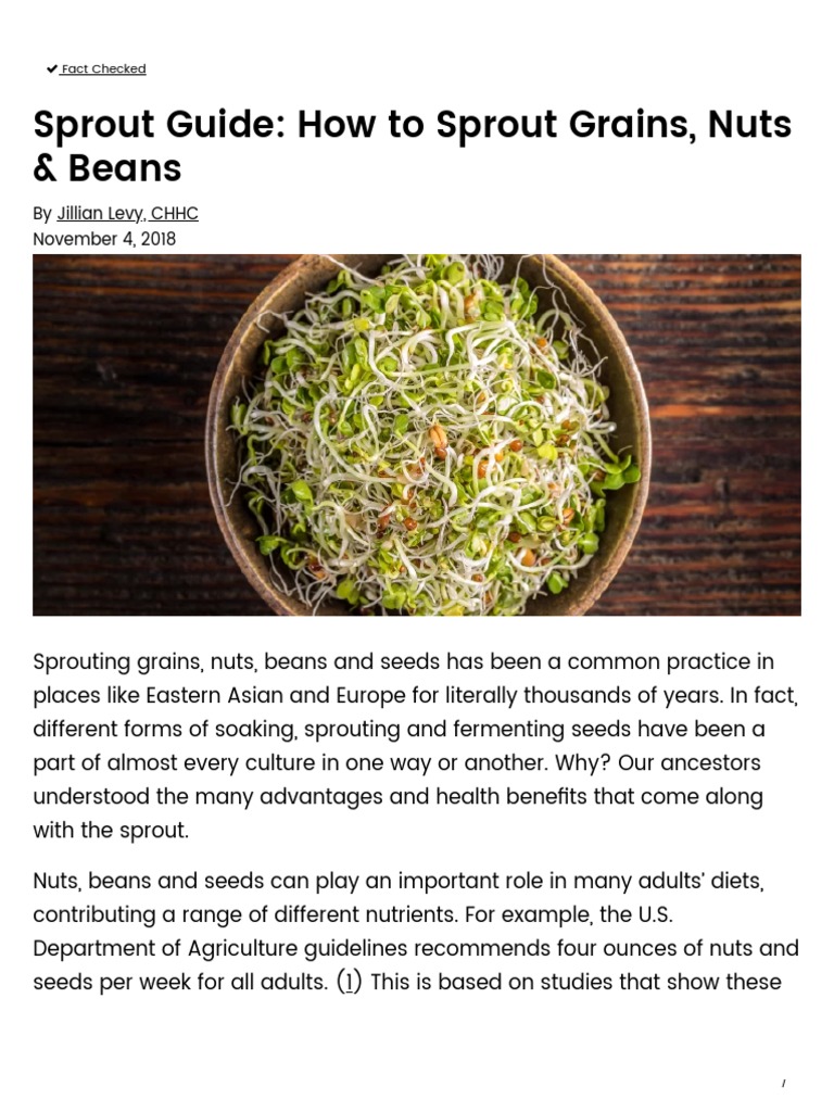 Sprout Guide - How To Sprout Grains, Nuts and Beans - Dr. Axe | PDF ...