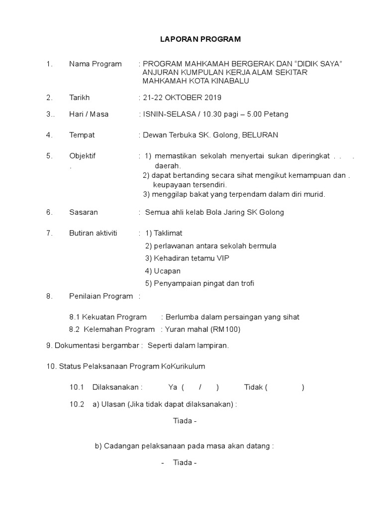 Contoh Laporan Aktiviti Tahunan | PDF