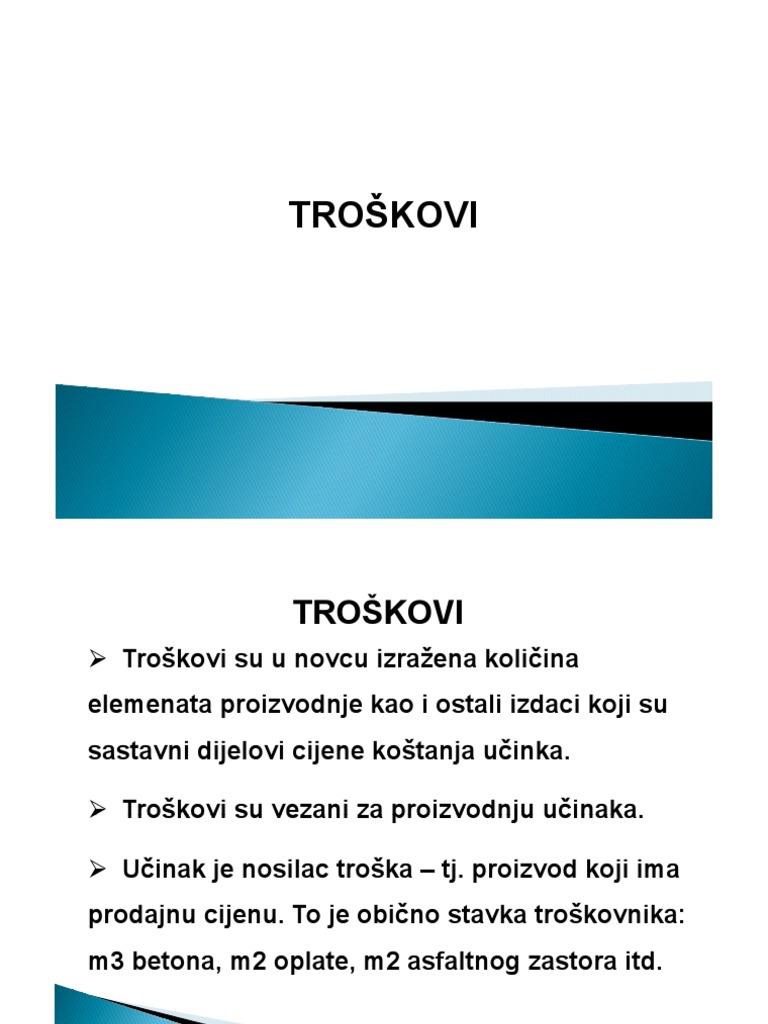Troskovi, Kalkulacije, Rizici - I | PDF