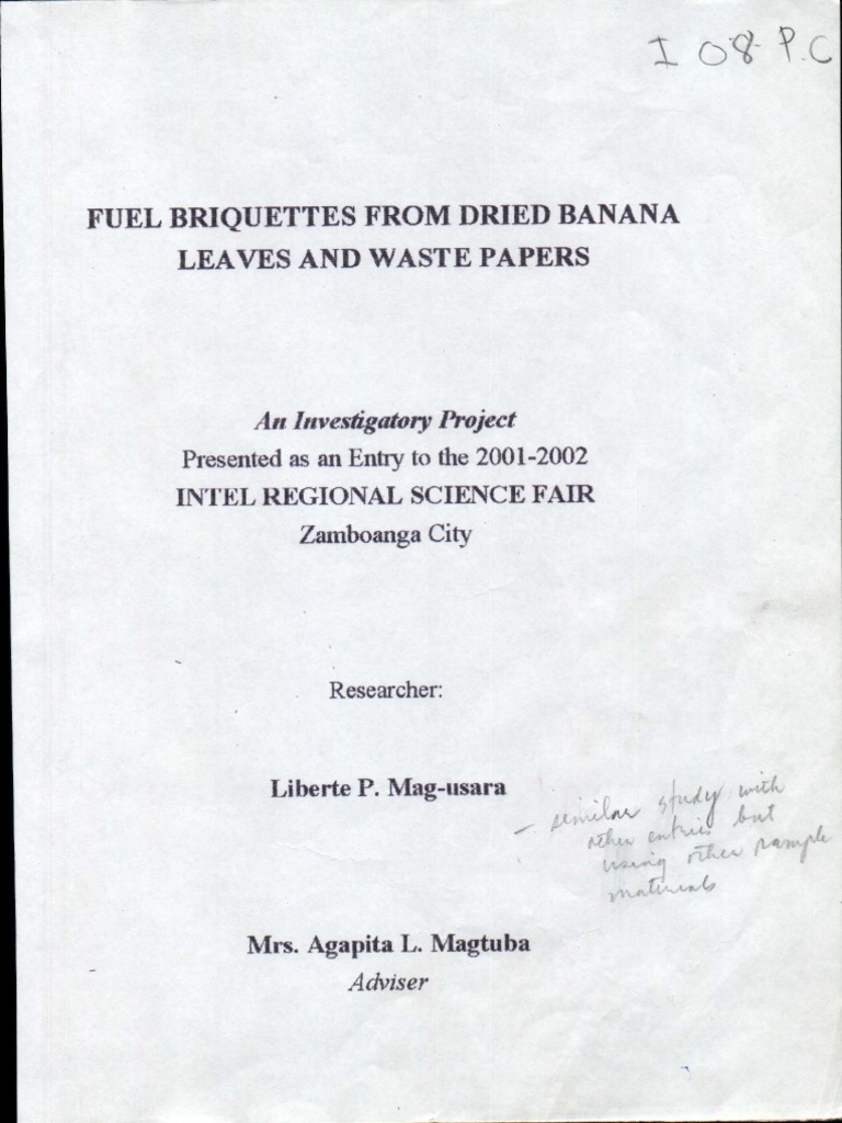 Fuel Briquettes From Dried Banana Leaves and Waste Papers - 277236 | PDF