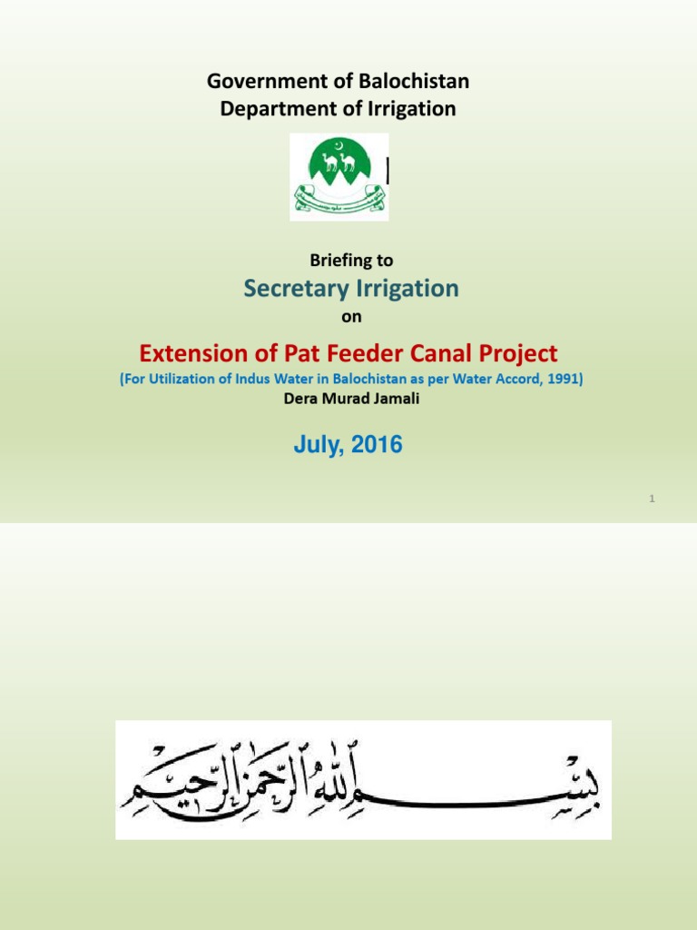 Pat Feeder Canal Project Overview | PDF | Irrigation | Indus River
