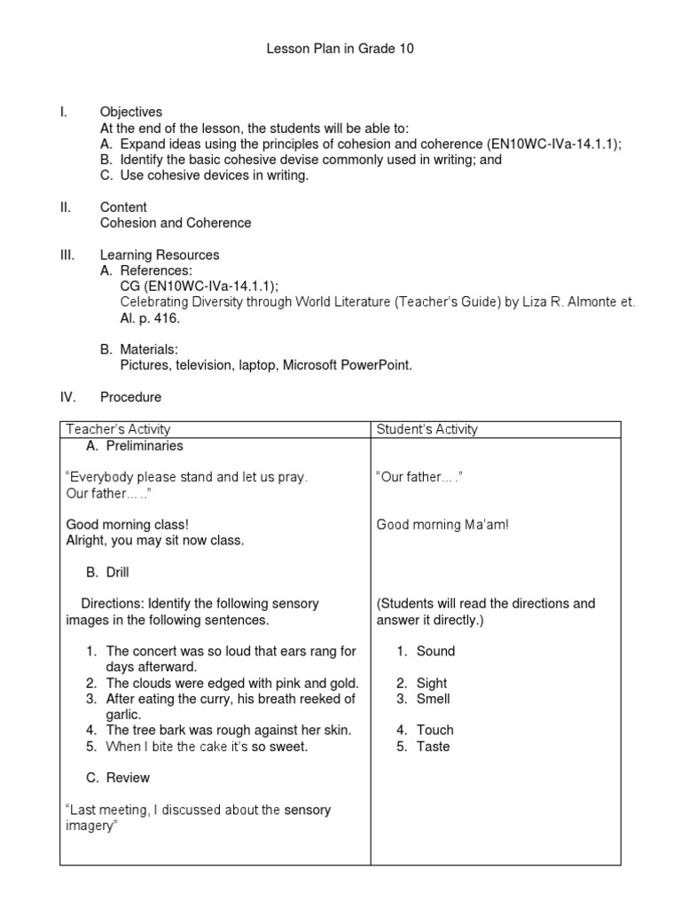 Merly Lesson Plan in Grade 10 | PDF | Writers | Lesson Plan