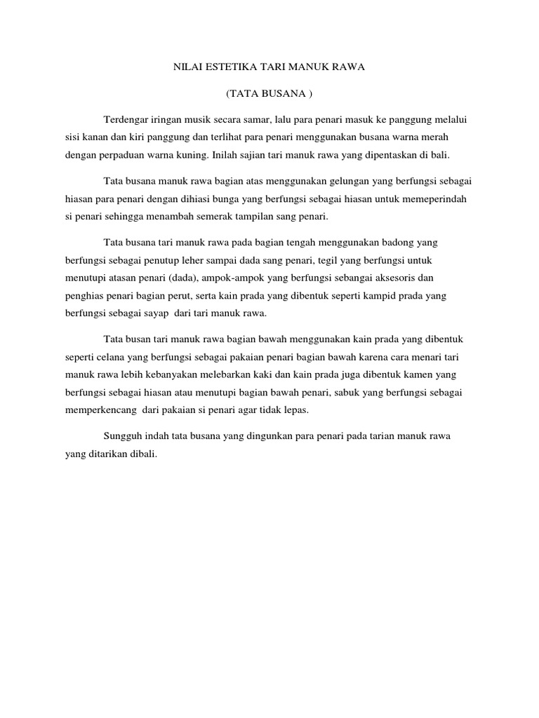 Nilai Estetika Tari Manuk Rawa | PDF