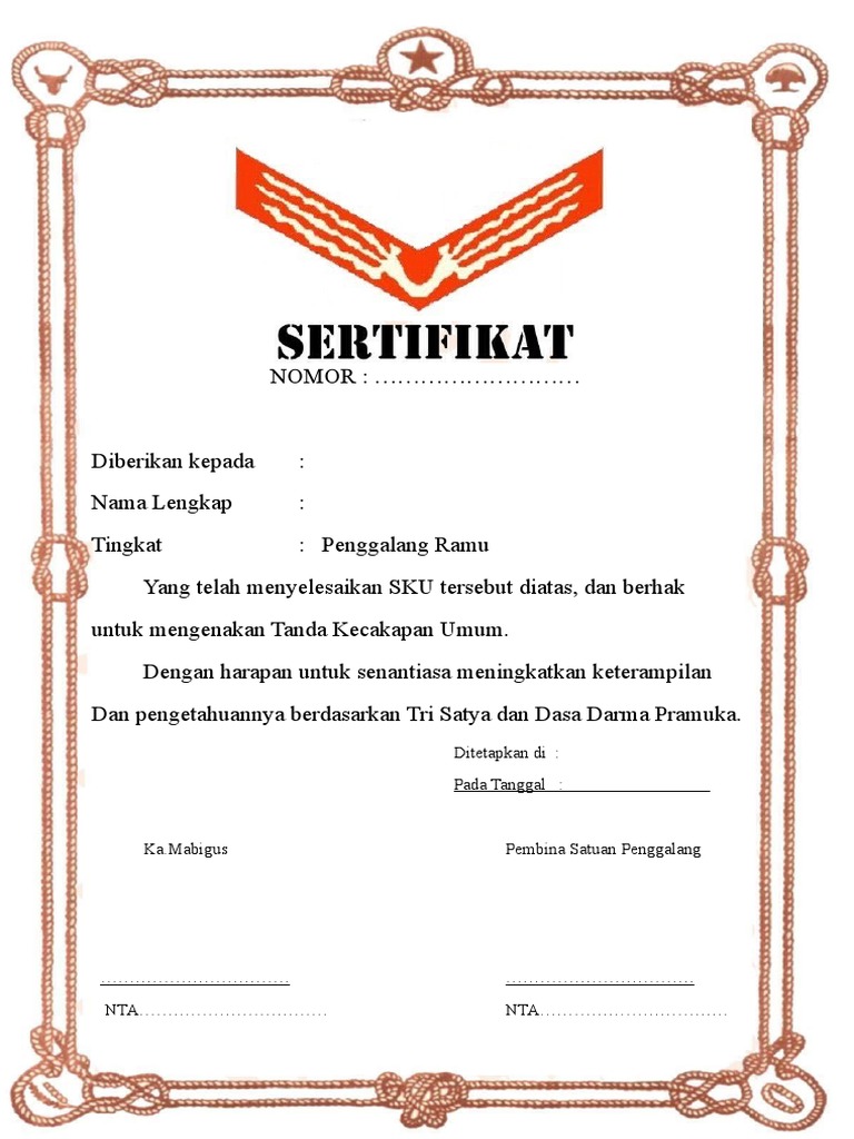 Sertifikat SKU PENGGALANG RAMU, RAKIT, TERAP SIAP PRINT | PDF
