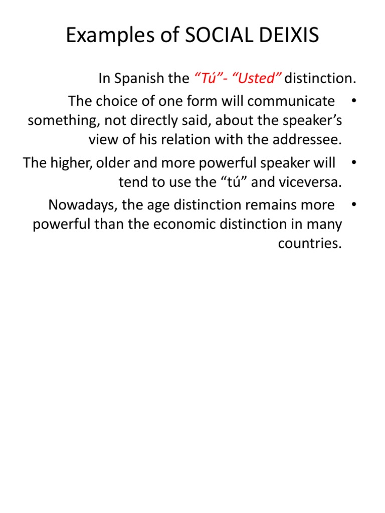 Examples of SOCIAL DEIXIS | PDF