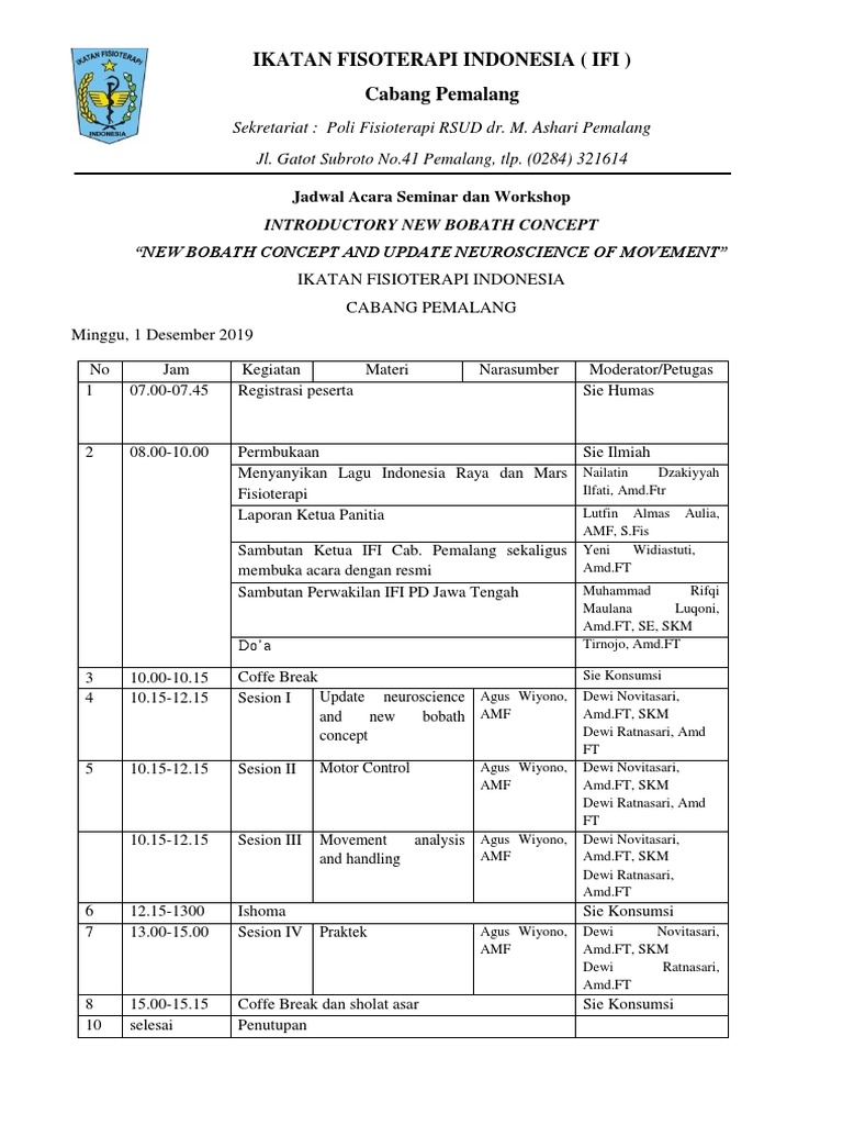Jadwal Seminar Dan Workshop | PDF