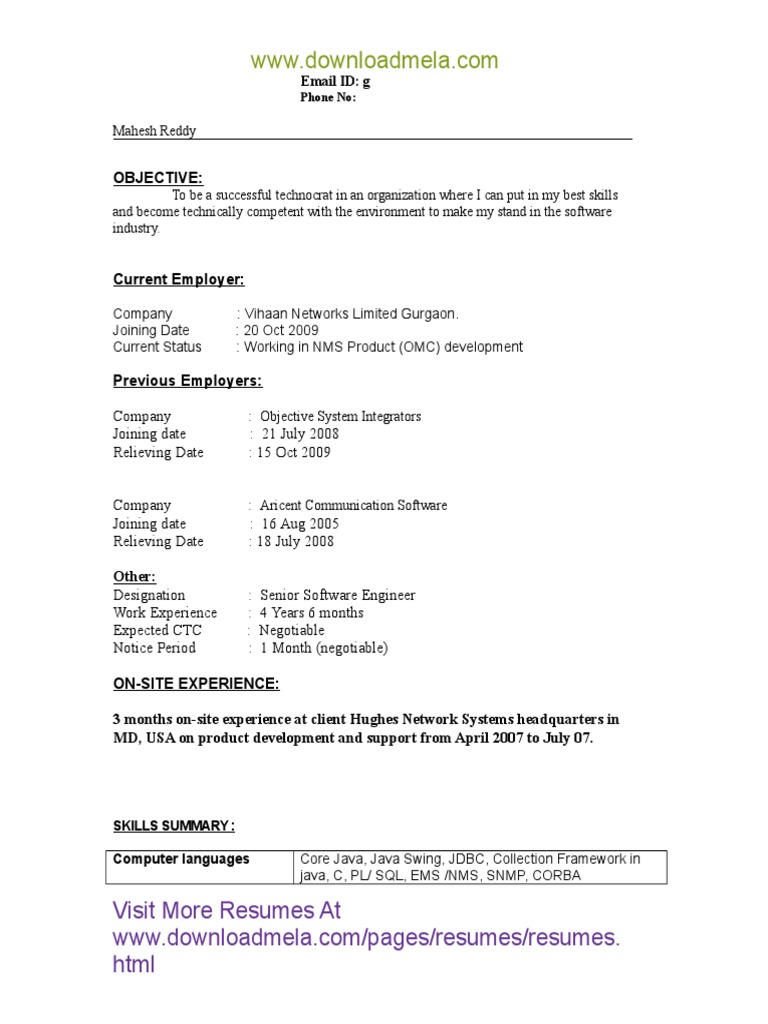 Core Java Resume With 4.6 Years Experience | PDF | Computer ...