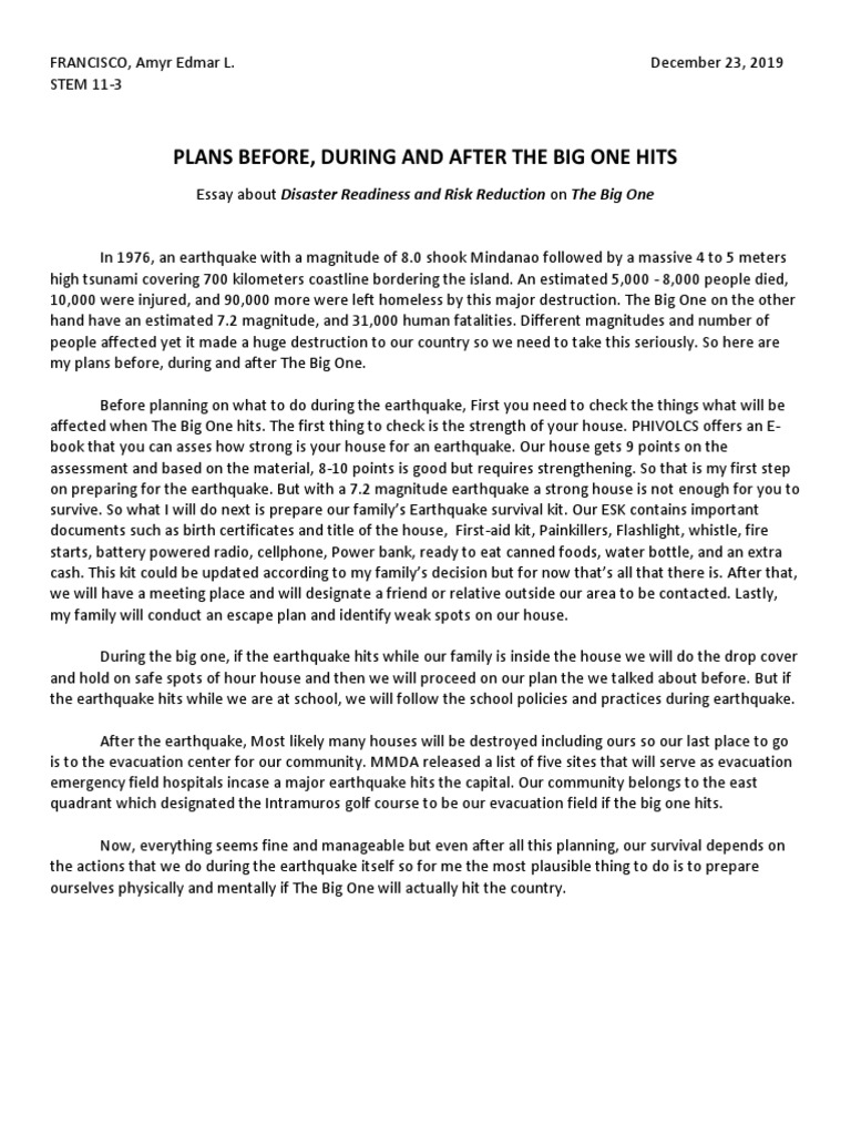 What To Do Before, During and After An Earthquake | PDF | Disasters ...