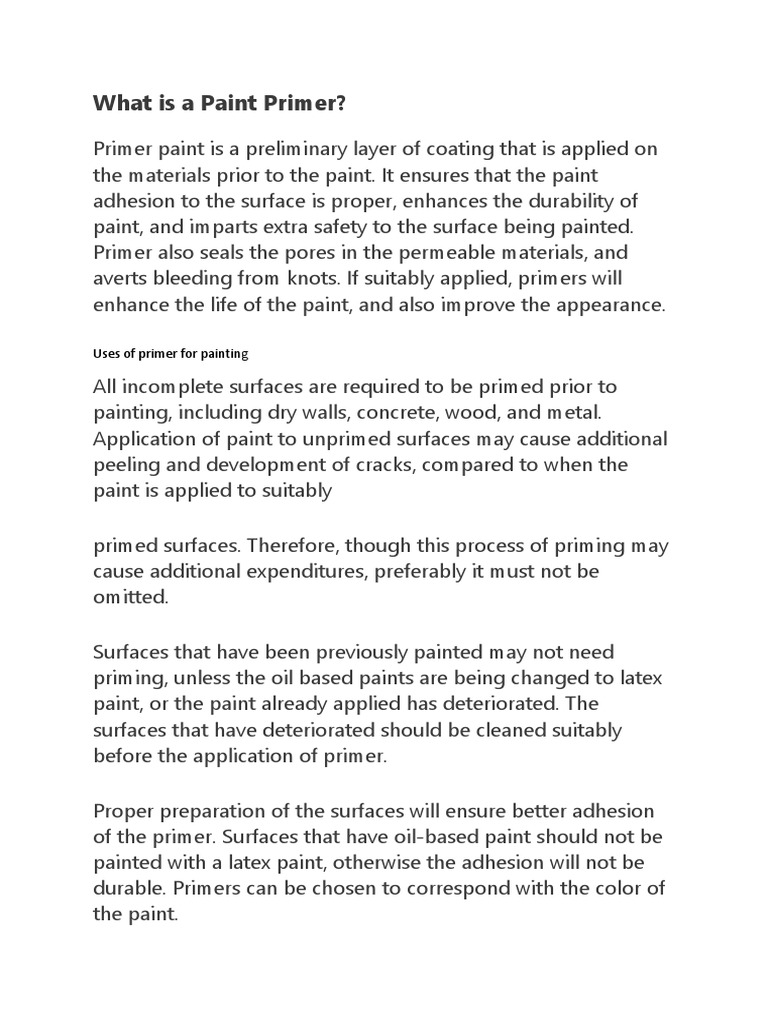 What Is A Paint Primer | PDF | Acrylic Paint | Paint