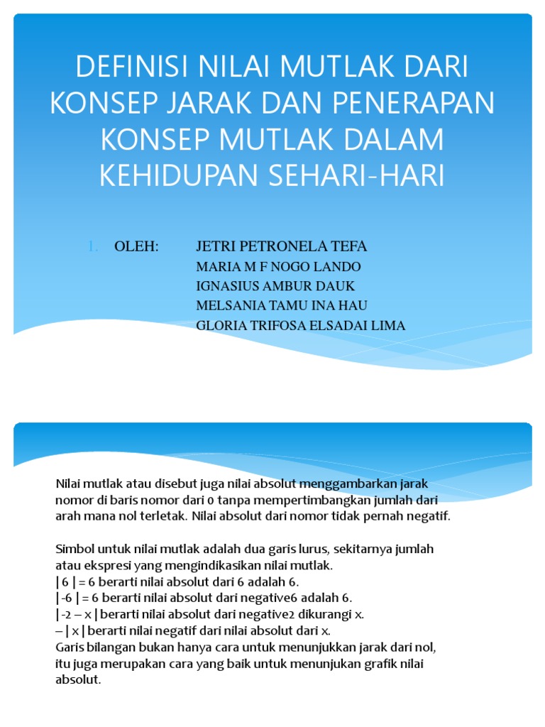 Nilai Mutlak: Definisi & Aplikasi | PDF