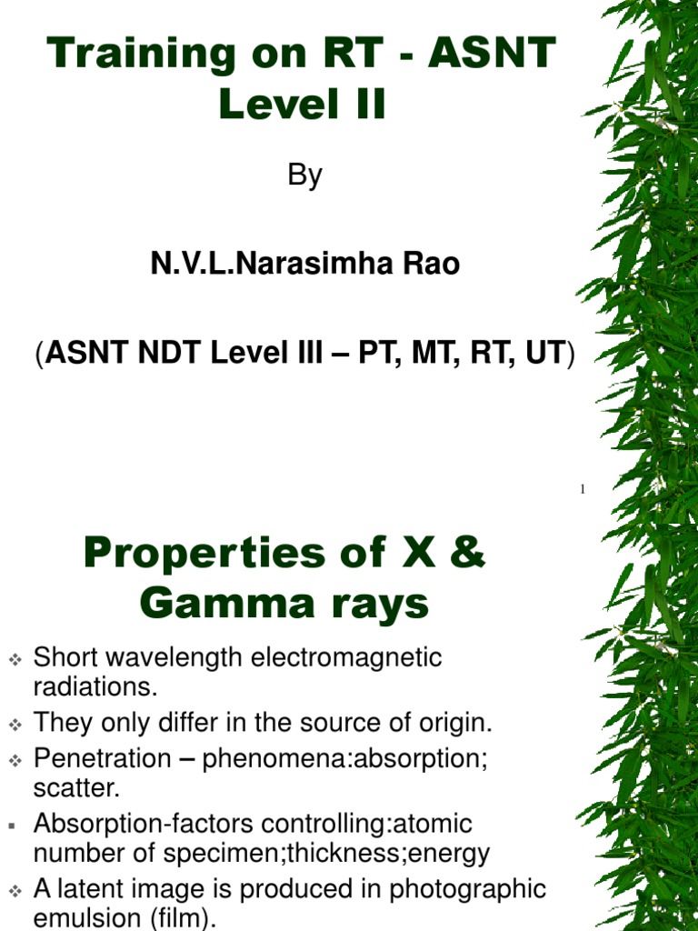 Training On RT - ASNT Level II | PDF | Gamma Ray | Electron
