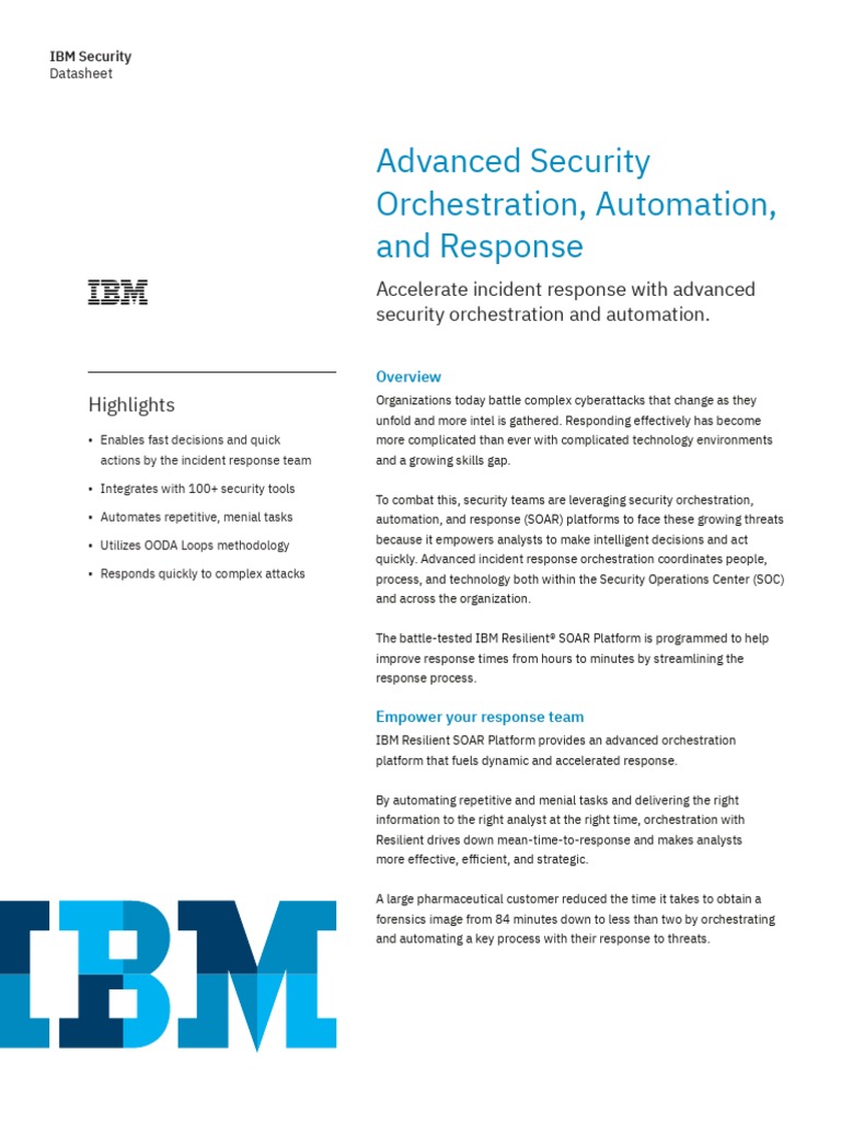 IBM Resilient SOAR Platform Data Sheet | PDF | Computer Security | Security
