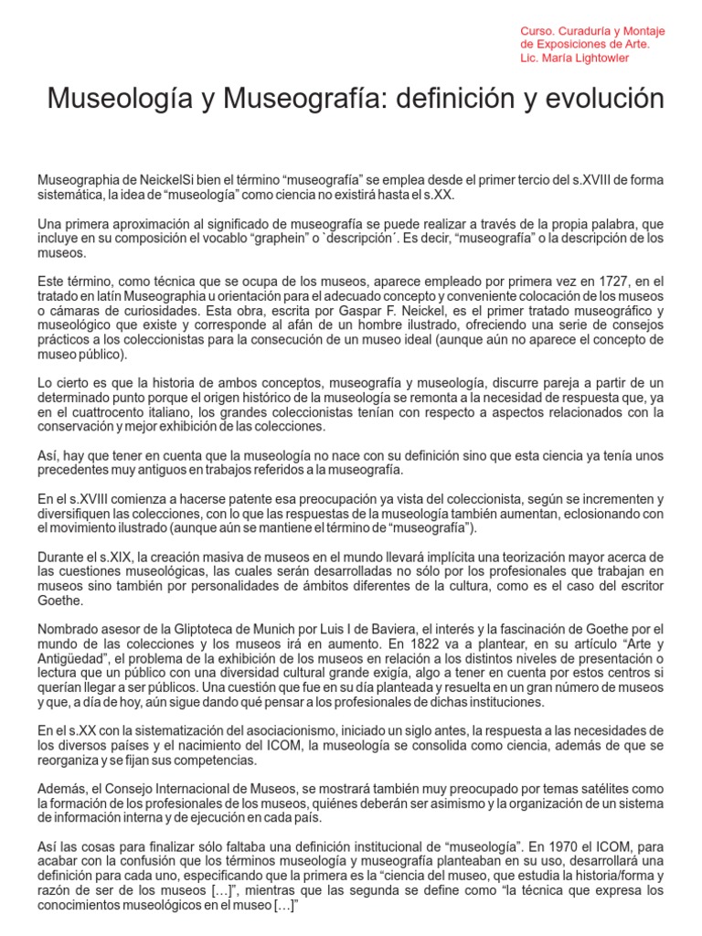 Definición y evolución de la museografía | PDF | Museología | Museo