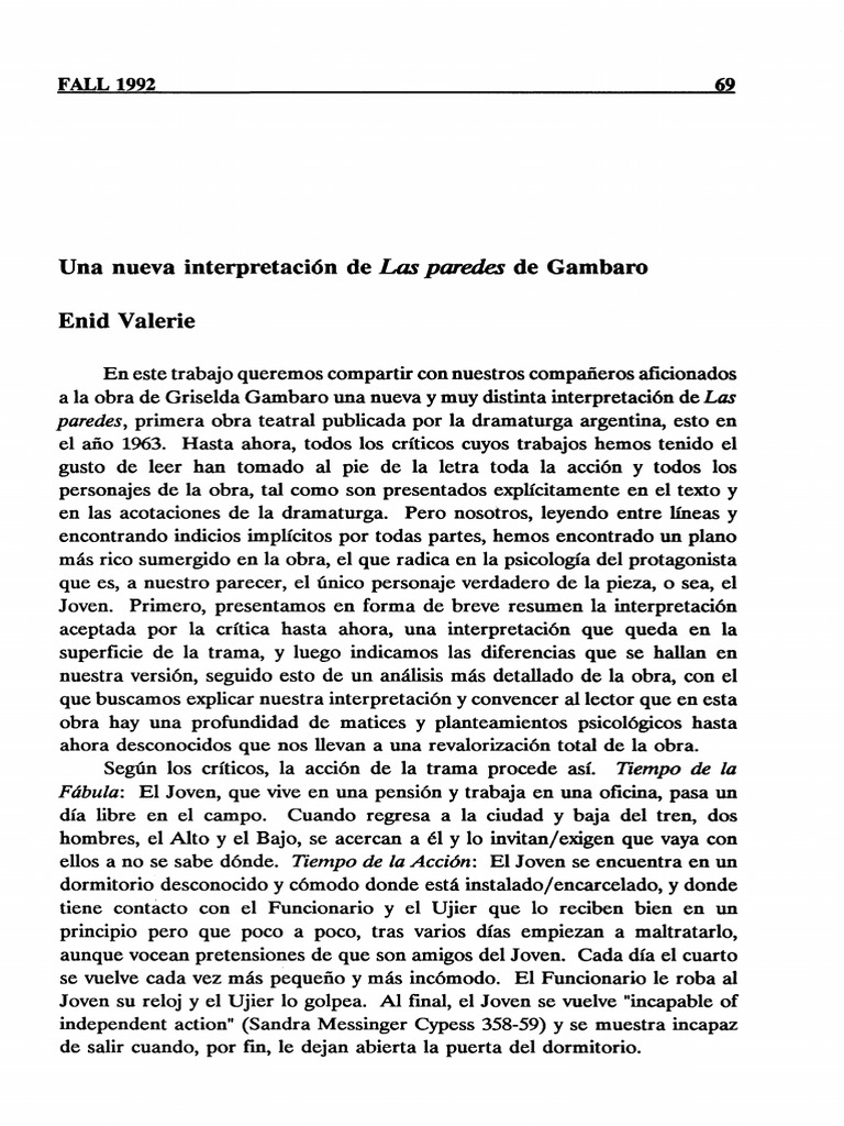 Sobre Las Paredes, de Griselda Gambaro | PDF | Teatro | Julio César