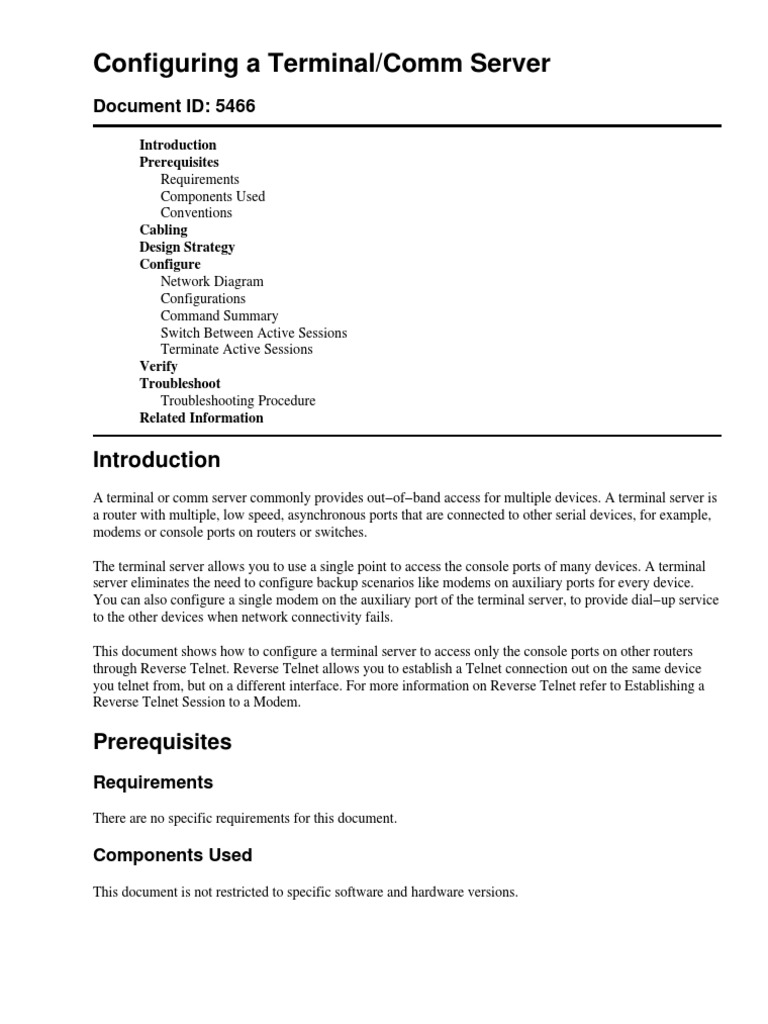 Configuring A Terminal Comm Server | PDF | Ip Address | Port (Computer ...
