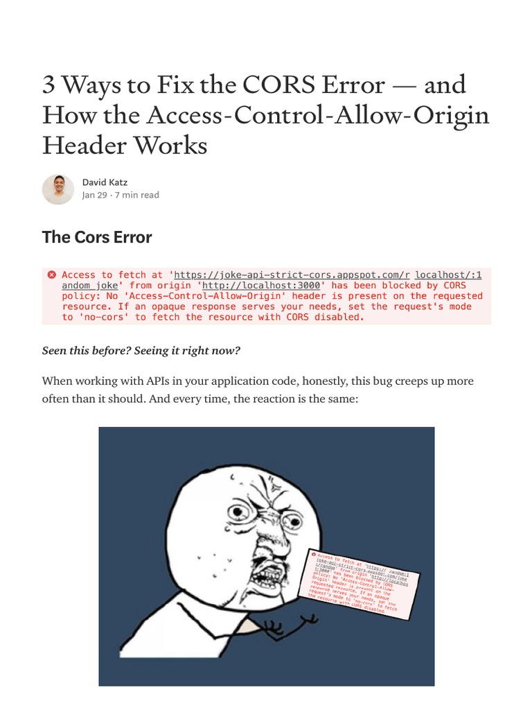 3 Ways To Fix The Cors Error — And How The Access Control Allow Origin Header Works