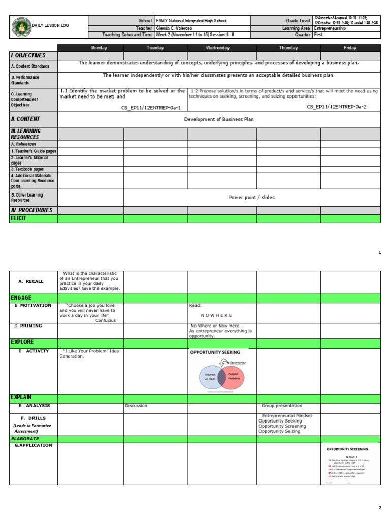 DLL Entrep Week3 | PDF | Entrepreneurship | Behavior Modification