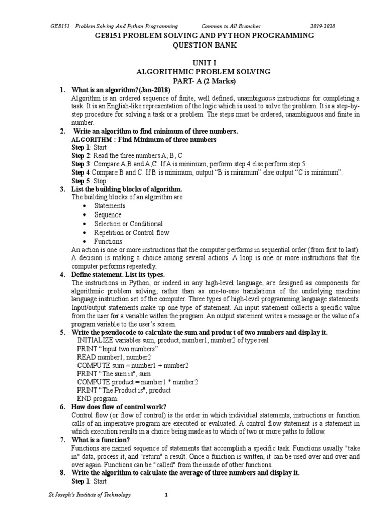Python QB With Answers | PDF | Control Flow | Algorithms Python QB With Answers | PDF | Control Flow | Algorithms