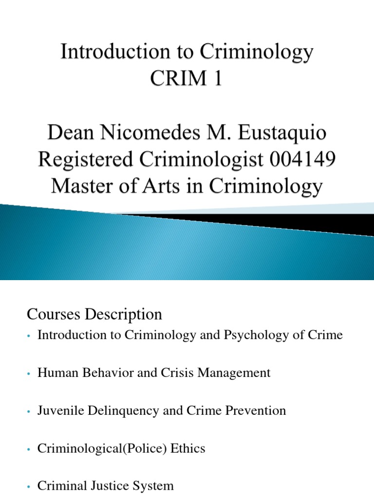 Introduction to Criminology Overview | PDF | Criminology | Organized Crime