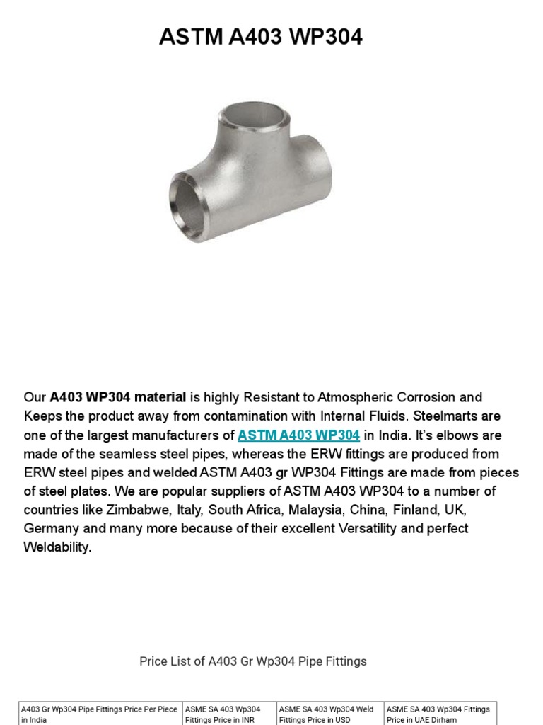 Astm A403 Wp304 | PDF | Technology & Engineering | Home & Garden