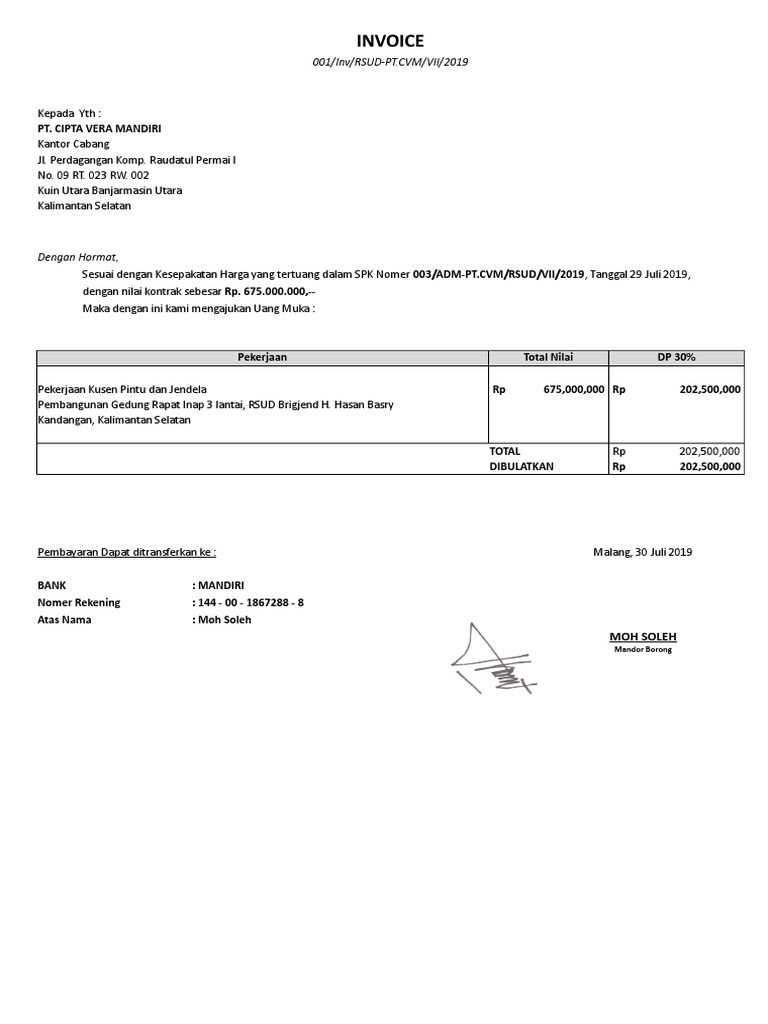 Invoice Tagihan KUSEN KANDANGAN & BARABAI | PDF