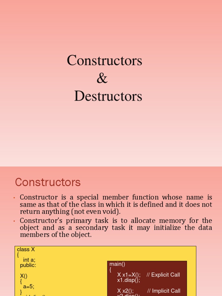 Constructor Destructor | PDF | Constructor (Object Oriented Programming ...