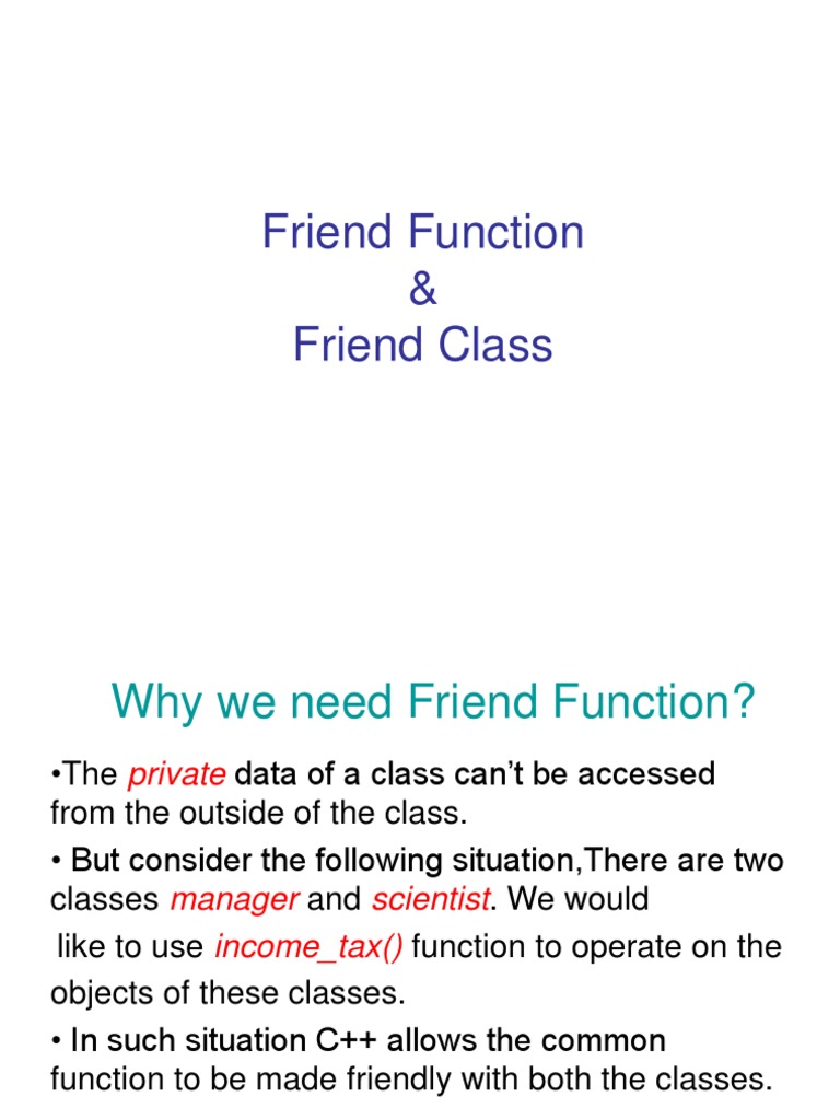 Friend Function And Friend Class Pdf Class Computer Programming Subroutine