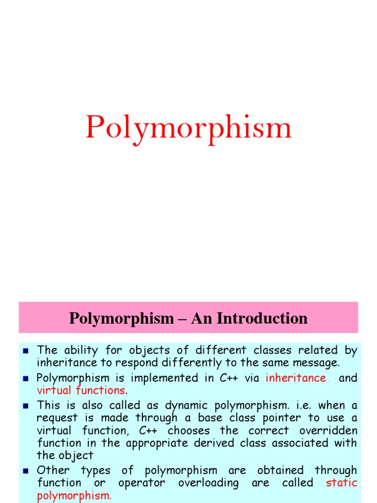 Polymorphism | Download Free PDF | Inheritance (Object Oriented Programming) | Class (Computer ...