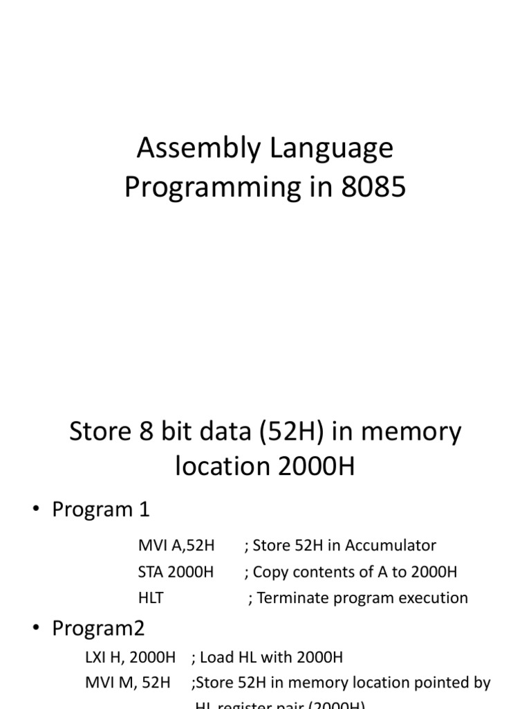 Assembly Language Programming 8085 PDF | PDF | Computer Data | Digital ...
