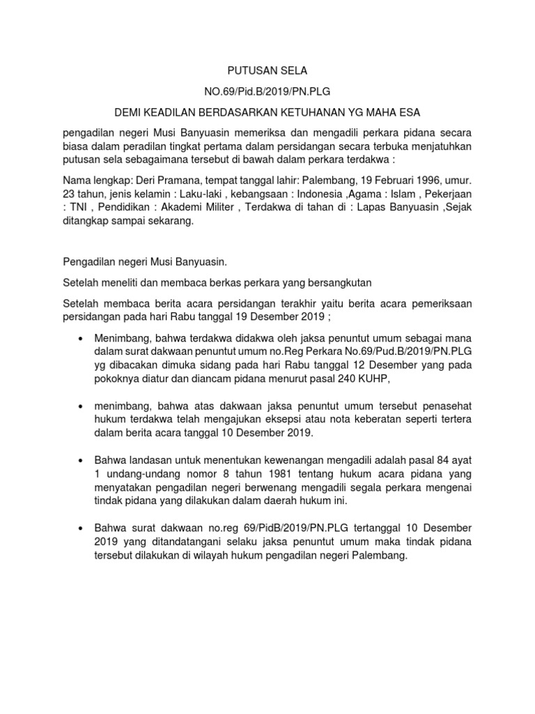 Contoh Putusan Sela | PDF