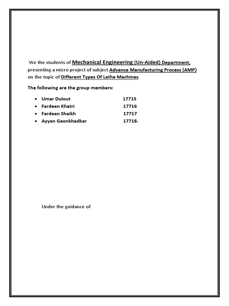 Advance Manufacturing Process (Amp) Project Final | PDF | Rotating ...