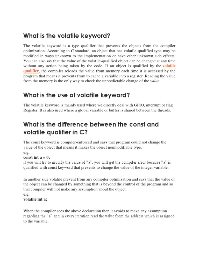 Embedded Interview Questions | PDF | Pointer (Computer Programming) | C ...